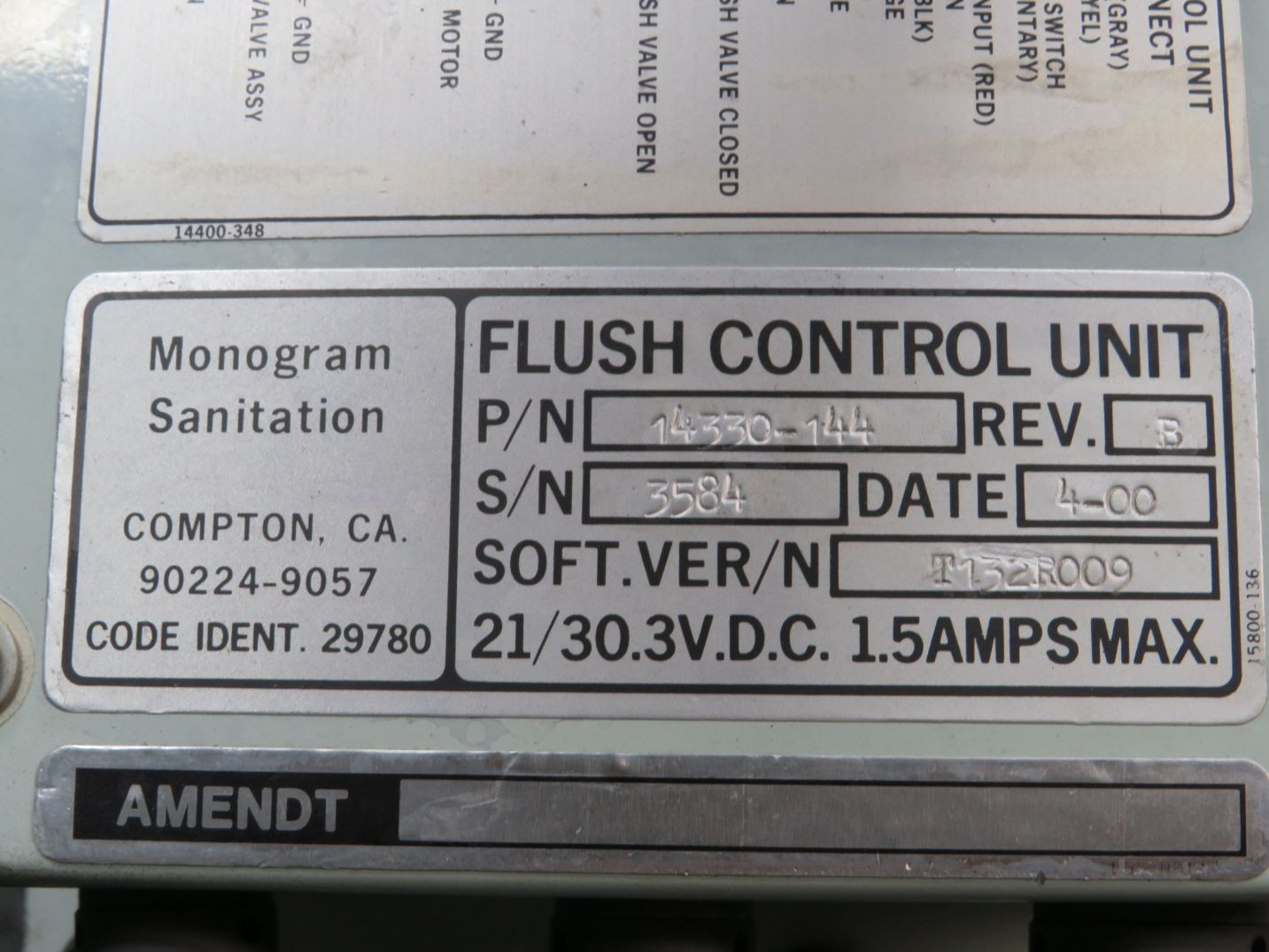 14400-230A2 Monogram Systems Vacuum Waste Management Toilet Assembly Unit