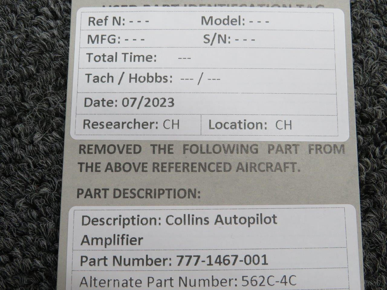 777-1467-001 Collins 562C-4C Autopilot Amplifier Unit For Aircraft