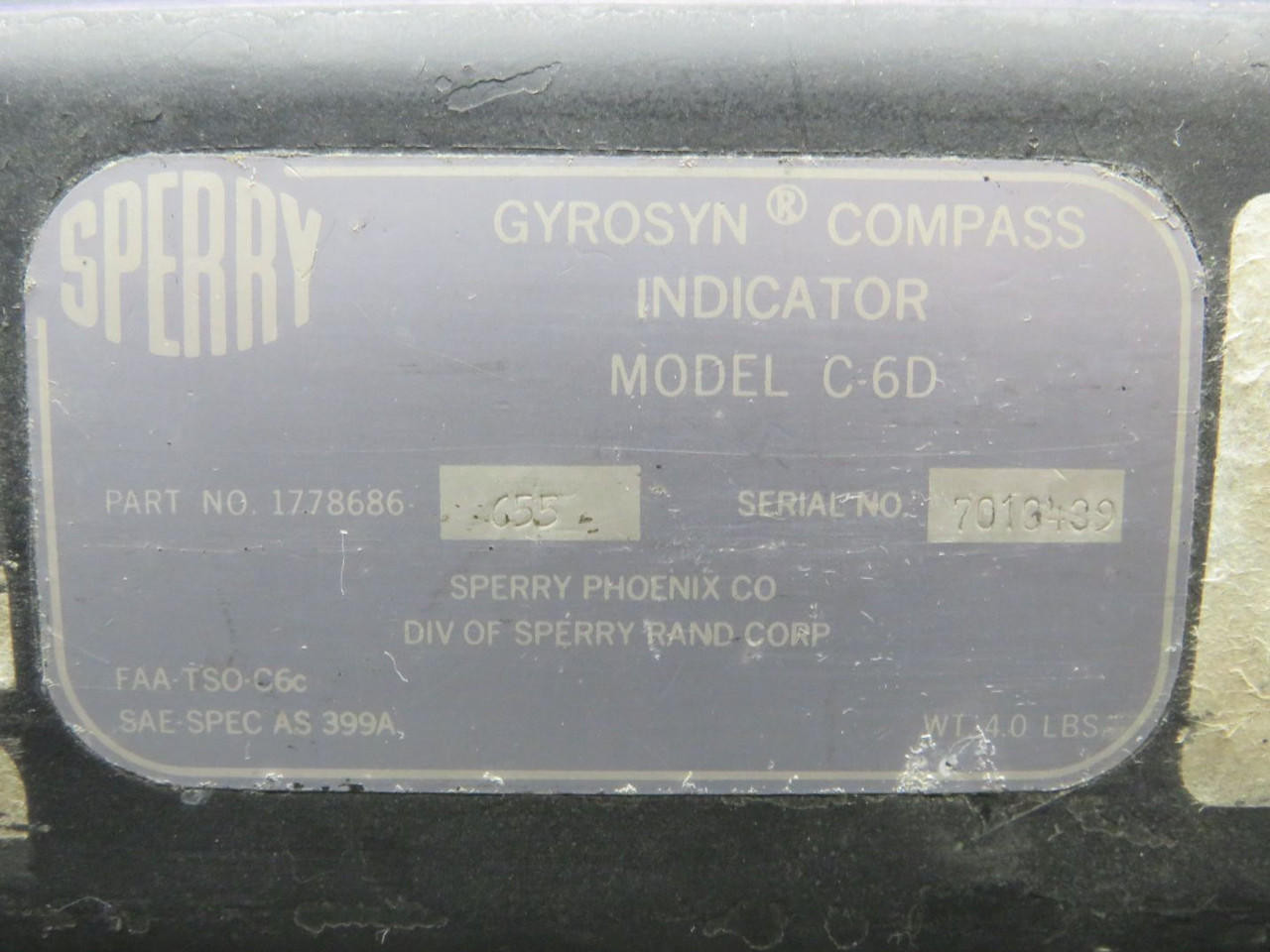 1778686-655 Sperry C-6D Modified Compass Indicator