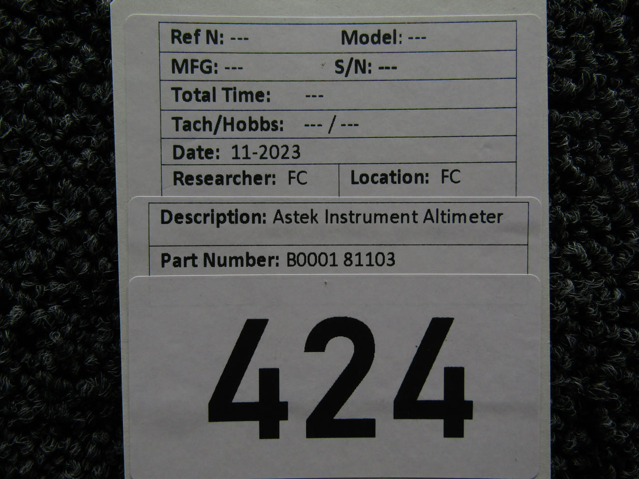 B0001 81103 Astek Instrument Altimeter Indicator For Sale