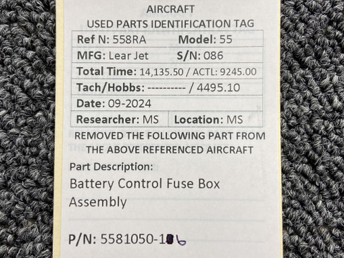 5581050-16 Lear Jet 55 Battery Control Fuse Box Assembly For Sale