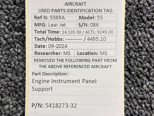5418273-32 Lear Jet 55 Engine Instrument Panel Support For Sale