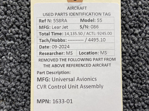 1633-01 Universal Avionics CVR Control Unit Assembly For Sale