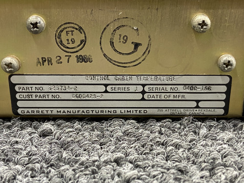 625734-2 (Alt PN: 6600423-2) Garrett Manufacturing Cabin Temperature ...