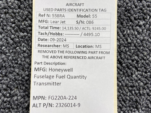 FG220A-224 (Alt PN: 2326014-9) Honeywell Fuselage Fuel Quantity Transmitter