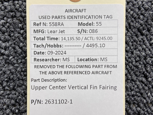 2631102-1 Lear Jet 55 Upper Center Vertical Fin Fairing For Sale