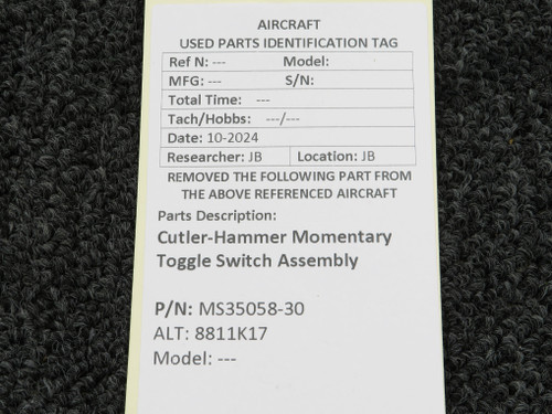 MS35058-30 (Alternate: 8811K17) Cutler-Hammer Momentary Toggle Switch ...