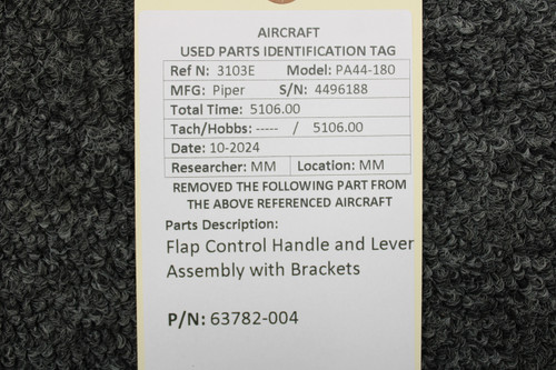 63782-004 Piper PA44-180 Flap Control Handle and Lever Assembly and ...