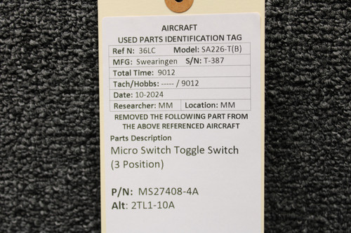 MS27408-4A (Alt PN: 2TL1-10A) Micro Switch Toggle Switch (3 Position)