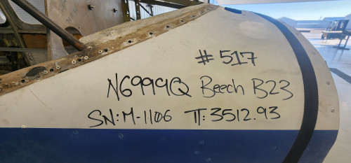 Beechcraft B23 Fuselage with Bill of Sale, Airworthiness, Data Tag, and ...