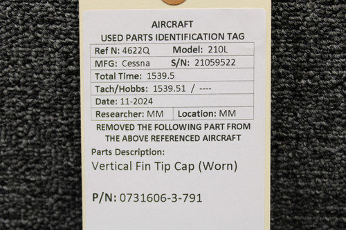 0731606-3-791 Cessna 210L Vertical Fin Tip Cap (Worn) For Sale