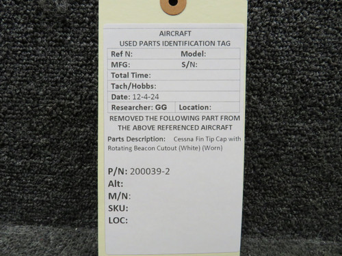 200039-2 Cessna Fin Tip Cap with Rotating Beacon Cutout (White) (Worn ...