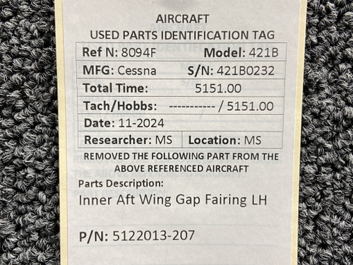 5122013-207 Cessna 421B Inner Aft LH Wing Gap Fairing
