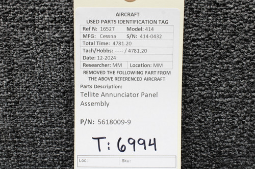 5618009-9 Cessna 414 Tellite Annunciator Panel Assembly For Sale