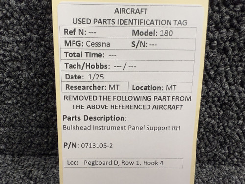 0713105-2 Cessna 180 RH Bulkhead Instrument Panel Support