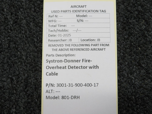 3001-31-900-400-17 Systron-Donner 801-DRH Fire-Overheat Detector and Cable
