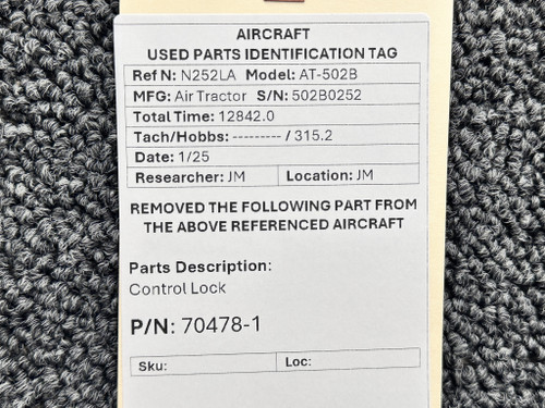 70478-1 Air Tractor AT-502B Control Lock (Corrosion) For Sale