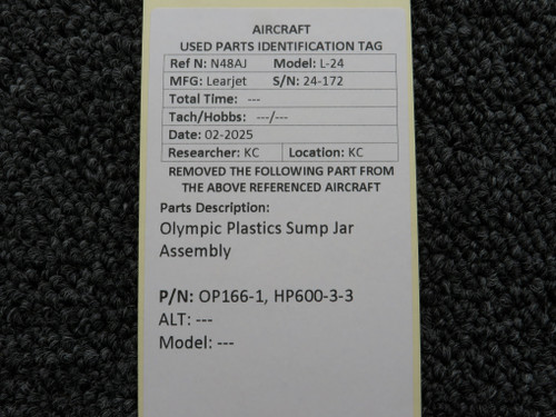 OP166-1, HP600-3-3 Olympic Plastics Sump Jar Assembly For Sale