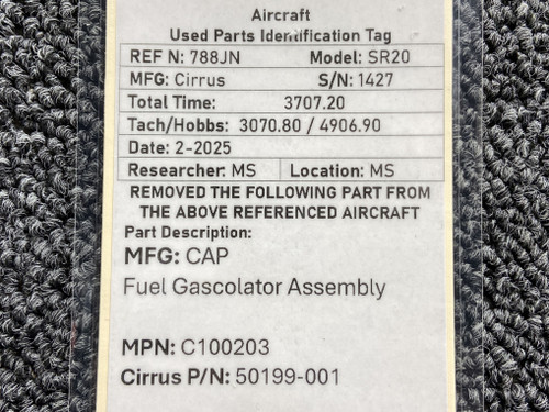 C100203 (Alt Cirrus PN: 50199-001) CAP Fuel Gascolator Assembly