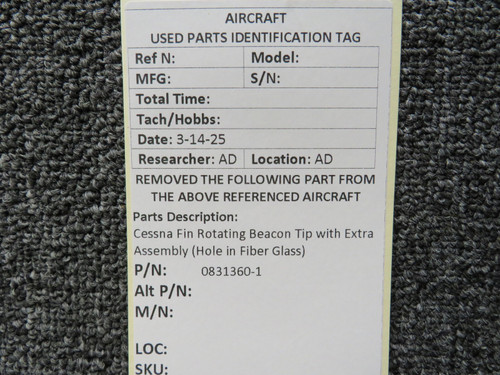 0831360-1 Cessna Fin Rotating Beacon Tip with Extra Assembly (Hole in ...