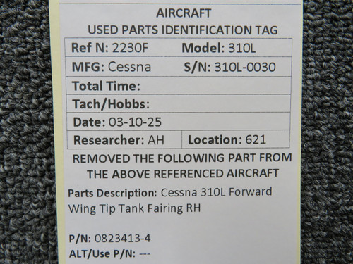 0823413-4 Cessna 310L Forward Wing Tip Tank Fairing RH For Sale