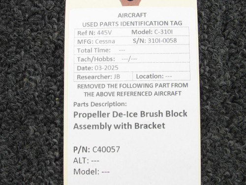 C40057 Cessna C-310I Propeller De-Ice Brush Block Assembly and Bracket