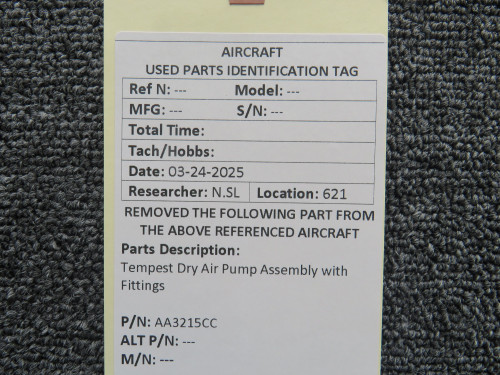 AA3215CC Tempest Dry Air Pump with Fittings