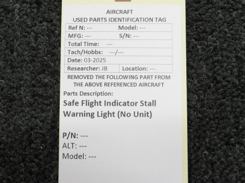 Safe Flight Indicator Stall Warning Light (No Unit) For Sale