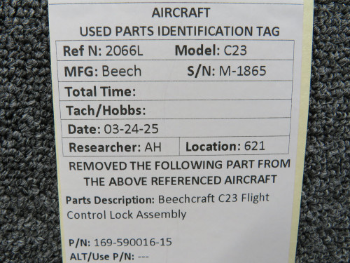 169-590016-15 Beechcraft C23 Flight Control Lock