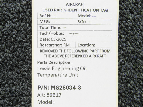 MS28034-3 (Alternate PN: 56B17) Lewis Engineering Oil Temperature Unit