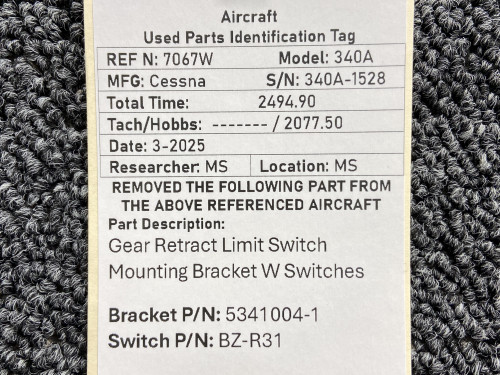 5341004-1, BZ-R31 Cessna Gear Retract Limit Switch Mounting Bracket ...