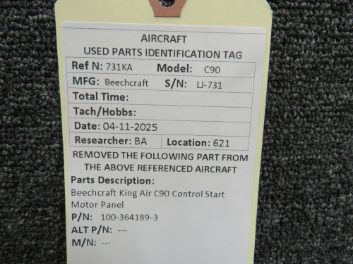 100-364189-3 Beechcraft King Air C90 Control Start Motor Panel Unit