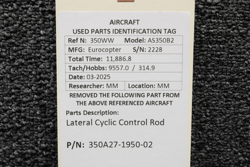 350A27-1950-02 Eurocopter AS350B2 Lateral Cyclic Control Rod For Sale