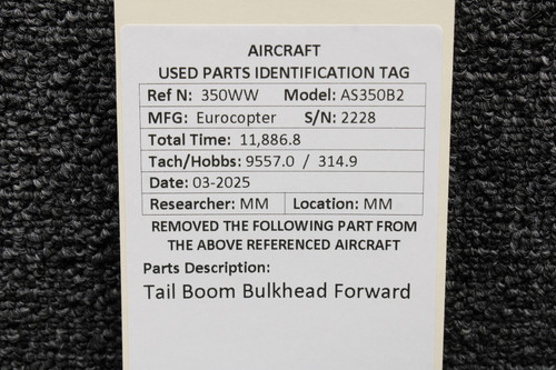 Eurocopter AS350B2 Forward Tail Boom Bulkhead