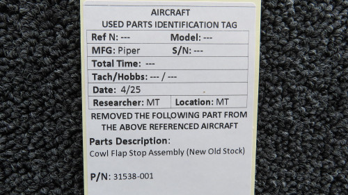 31538-001 Piper Cowl Flap Stop Assembly for Sale (New Old Stock)