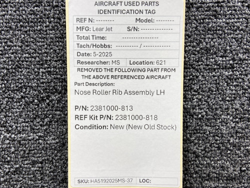 2381000-813 Lear Jet Nose Roller Rib Assembly LH (New) For Sale