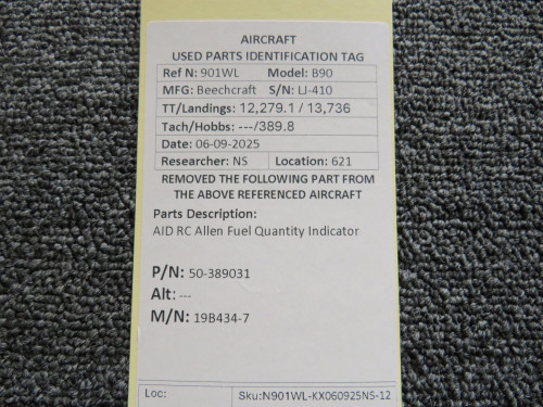 50-389031 AID RC Allen 19B434-7 Fuel Quantity Indicator For Sale