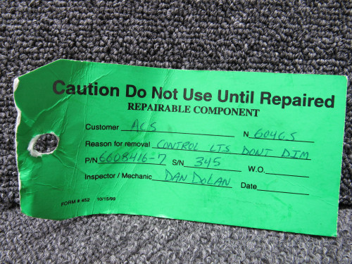 6608416-7 Ra-Nav Warning Light Control Unit with Green Repairable Tag ...