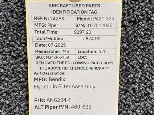 AN6234-1 (Alternate Part Number: 460-635) Bendix Hydraulic Filter Assembly