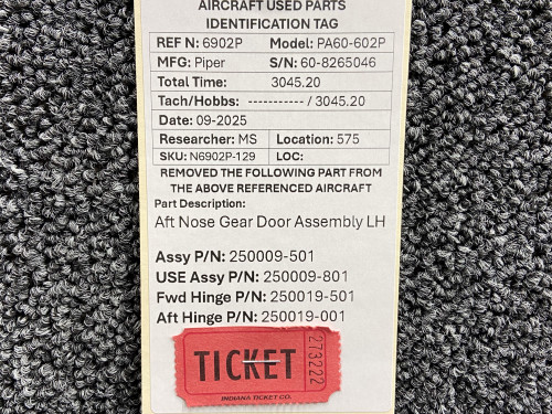 250009-501 (Use: 250009-801) Piper PA60-602P LH Aft Nose Gear Door Assy