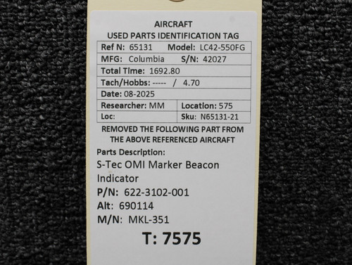 622-3102-001 (Alt Part Number: 690114) S-Tec MKL-351 OMI Marker Beacon ...