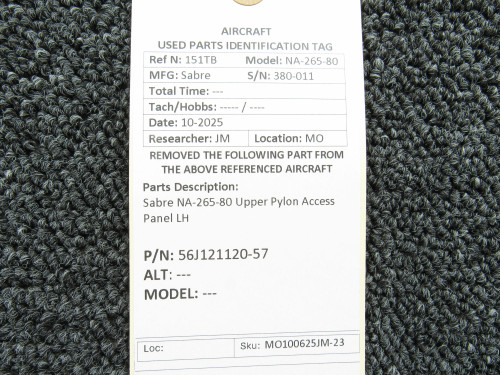 56J121120-57 Sabre NA-265-80 Upper Pylon Access Panel Left Hand For Sale