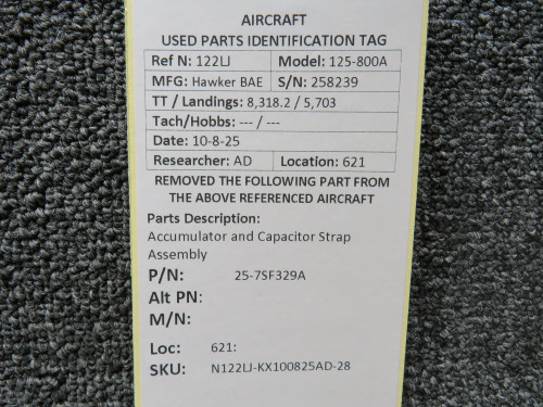 25-7SF329A Hawker BAE 125-800A Accumulator and Capacitor Strap Assembly ...