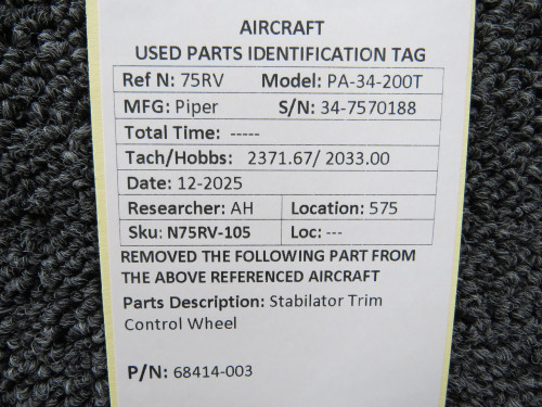 68414-003 Piper PA-34-200T Stabilator Trim Control Wheel for Sale