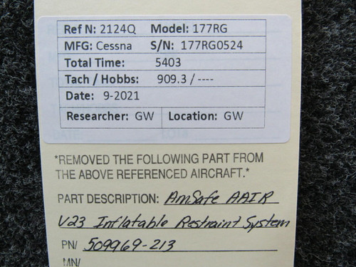 509969-213 Cessna 177RG AmSafe AAIR V23 Inflatable Restraint System For ...