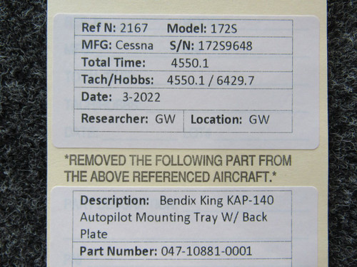 047-10881-0001 Bendix King KAP-140 Autopilot Mounting Tray with Back ...