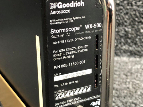 805-11500-001 BF Goodrich WX-500 Stormscope Processor W/ Tray & Cable