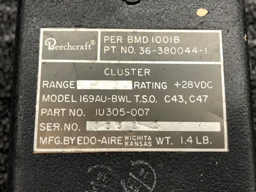 1U305-007 (ALT: 36-380044-1) Edo-Aire Engine Cluster Indicator W/ Probe ...