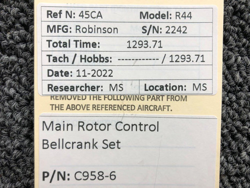 C958-6 Robinson R44 Main Rotor Control Bellcrank Set