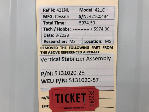 5131020-28 (WEU: 5131020-57) Cessna 421C Vertical Stabilizer Assembly